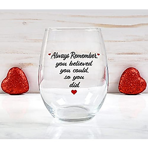 Always Remember Wine Glass - College Graduation Gifts For Her, Congratulations Gift For Women, 2022 Congrats Graduate Gift For Nurse, Doctor, Teacher, Grad Student - Unique New Job, Promotion Present