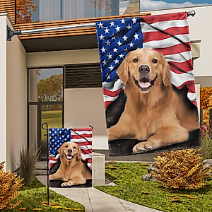 FLAGWIX Golden Retriever, Patriot American Dog Flags - 4th of July Decorations for Home, Outside, Indoor Outdoor Flag, House Flag 30x40 - Double Sided, Heavy Duty Canvas, Fade Resistant