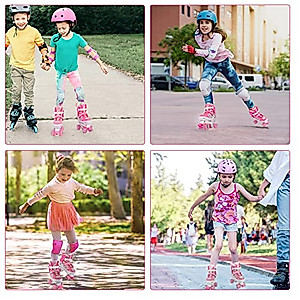 Kids Roller Skates for Girls Child Beginner Toddlers, 4 Sizes Adjustable Roller Skates with Light up Wheels for Children, patines para niñas patins à roulettes Enfants Filles - Extra Small Size