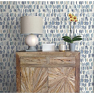 RoomMates RMK12533RL Watercolor Fountain Peel and Stick Wallpaper, 6" x 12", Blue, 28 Sq Ft