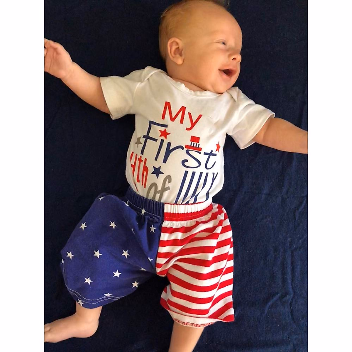 Gavol 4th of July Baby Boy Outfits My First 4th of July Bodysuit + Stars Stripe Short Newborn Infant Boy Summer Outfits for 3-6 Months