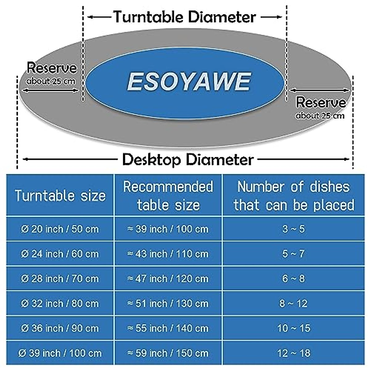 Lazy Susan Turntable For Dining Table, 20~39 Inch Tabletop Serving Tray, Wooden Rotating Plate, 360° Smooth Rotation RoundRotating Board, With ABS Silent Bearing