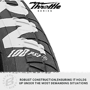 Eastern Bikes Throttle Series 20-Inch 100 PSI BMX Tire (Black & White Logo, 2.3")