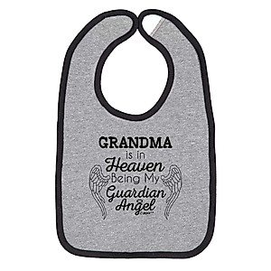 My Grandma in Heaven My Guardian Angel Heather Bodysuit & Heather/Black Bib Set Newborn