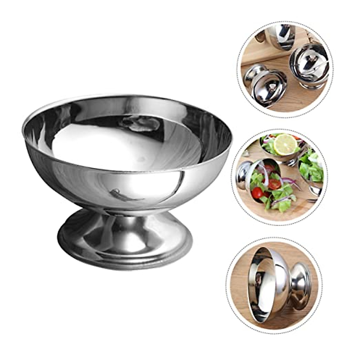 RUNROTOO 1Pc stainless steel dessert cup appetizer plates tiramisu appetizer cup condiment containers footed dessert bowl dessert dish serving dishes sushi dipping bowl Glass big bowl