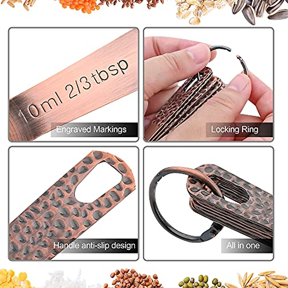 Measuring Cups and Spoons Set, Copper Measuring Cups and Spoons, Stainless Steel Measuring Cups and Spoons, 5 Measurer cups 6 Measure Spoons, Copper Measure Cups, Copper Measuring Spoons