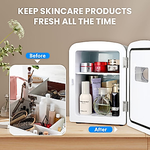 HealSmart Portable Mini Fridge, 4 Liter 6 Can Cooler and Warmer Compact Refrigerators with Observation Window, 100% Freon-Free & Eco Friendly for Drinks, 4L, Black