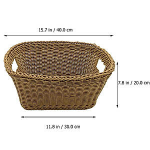 Cabilock Woven Storage Basket Large Storage Container with Handles Rustic Decorative Rattan Storage Basket for Laundry Bedroom Bathroom (Bottom 11.8x7.9x7.9 inch)
