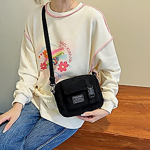 CLBDBAG Corduroy Crossbody Bag for Women,Corduroy Sling Bag,Adjustable Strap Women Shoulder Bag Y2K Bag for Travel Office Female Winter Satchels