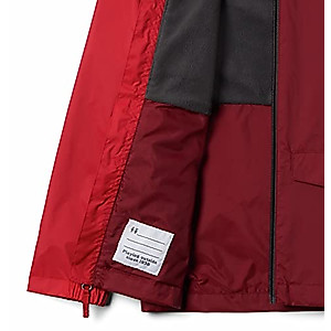 Columbia Big Boy's Rain-Zilla Jacket, Waterproof, Reflective Outerwear, red jasper/mountain Red, Medium