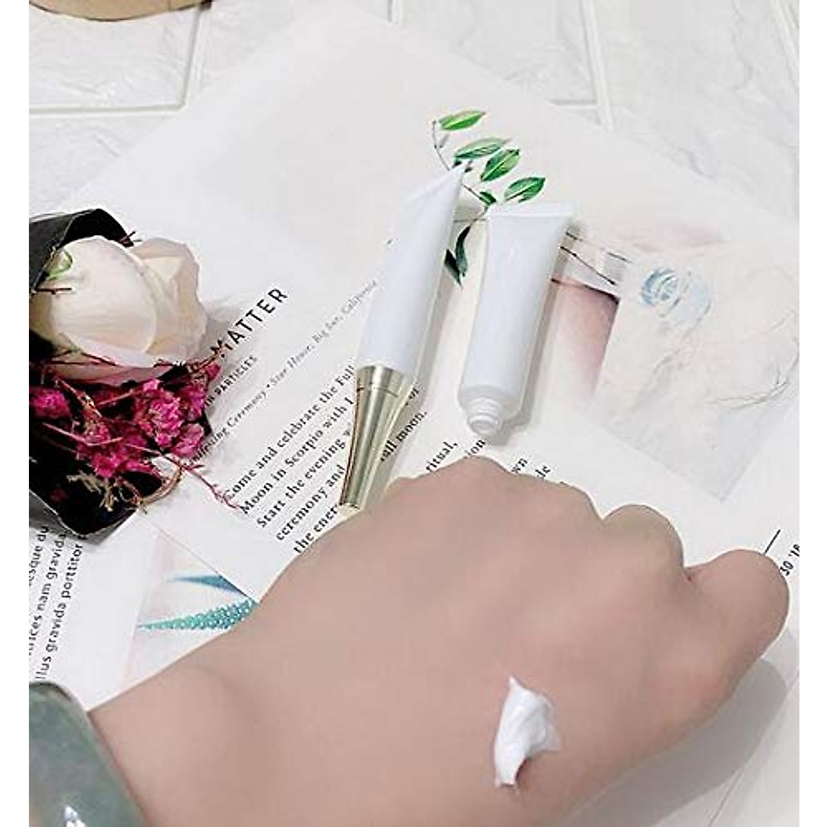 6PCS 15ML/0.5oz Empty White Plastic Soft Squeeze Tubes Cosmetic Eye Cream Tube Bottle with Silver Cap Makeup Sample Travel Packing Container Jars Dispenser for Eyecream Lip Balm Gloss DIY Beauty Tool