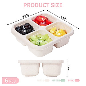 Nuoqiuu 6 Pack Snack Containers, 4 Compartment Lunchable Containers, Reusable Meal Prep Snack Containers for Kids, Snack Bento Boxes for Toddler School, Work and Travel