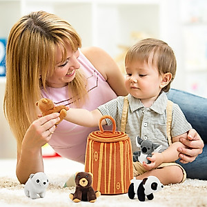 BenBen Dinosaur Stuffed Animals, 5 Small Dinosaur Plush Dolls and Egg Bag Toys Set, Dino Plushies, Cute Stuff for Kids Girls Boys, Baby Shower, Easter Basket Stuffers