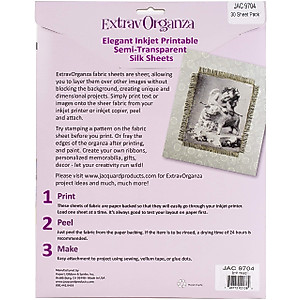 Jacquard Ink Jet Fabric 8.5'' x 11'' Silk Organza Sheets (30 Pack)