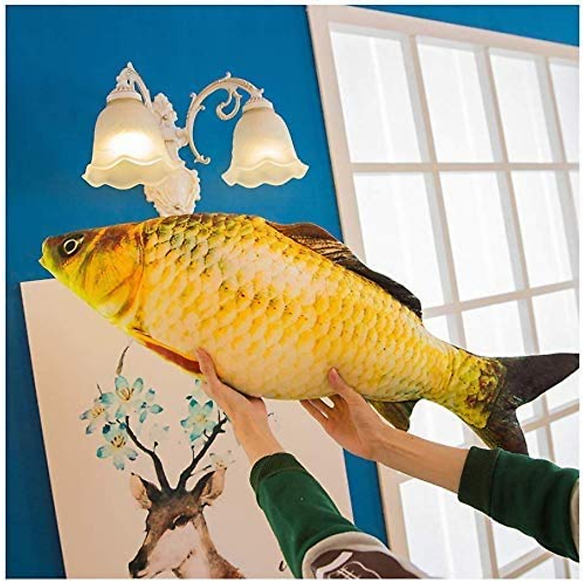 XIGUI 31 Inch Giant 3D Soft Fish Cushion Carp Plush Pillow Plush Throw Pillow, Home Ddecoration Kids Pillow Gift Stuffed Animal Toy