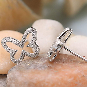 Dazzlingrock Collection 0.45 Carat (ctw) Round White Diamond Ladies Butterfly Stud Earrings 1/2 CT, Sterling Silver