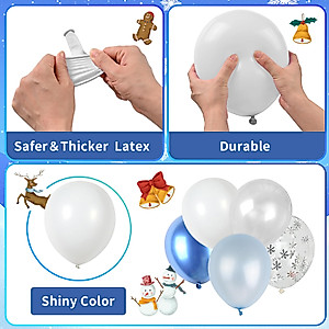 Frozen Balloon Arch Kit, White Silver Balloon Garland with Large Snowflakes Balloons Mylar Starburst Foil Balloons Metalic Silver Blue Balloons, Blue Balloons for Winter Wonderland Girl Birthday Deco
