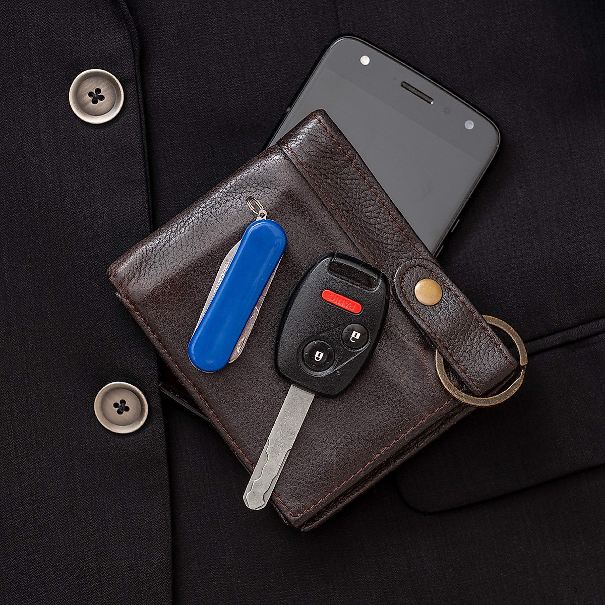 MAXAM Multi-Function Army Knife - Blue Mini Multi-Tool, Pocket Knife with Scissors