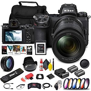 Nikon Z 6II Mirrorless Digital Camera 24.5MP with 24-70mm f/4 Lens (1663) + 64GB XQD Card + ENEL15c + Corel Software + Case + Filter Kit + Telephoto Lens + More - International Model (Renewed)