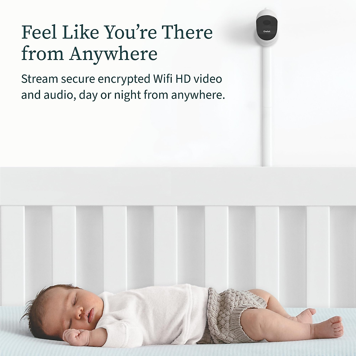 Owlet Cam Smart Video Baby Monitor with Video Camera and Audio - Secure Wifi, 1080p Night Vision, Customize Cry, Sound and Motion Alerts, 2-way audio, Mounting kit