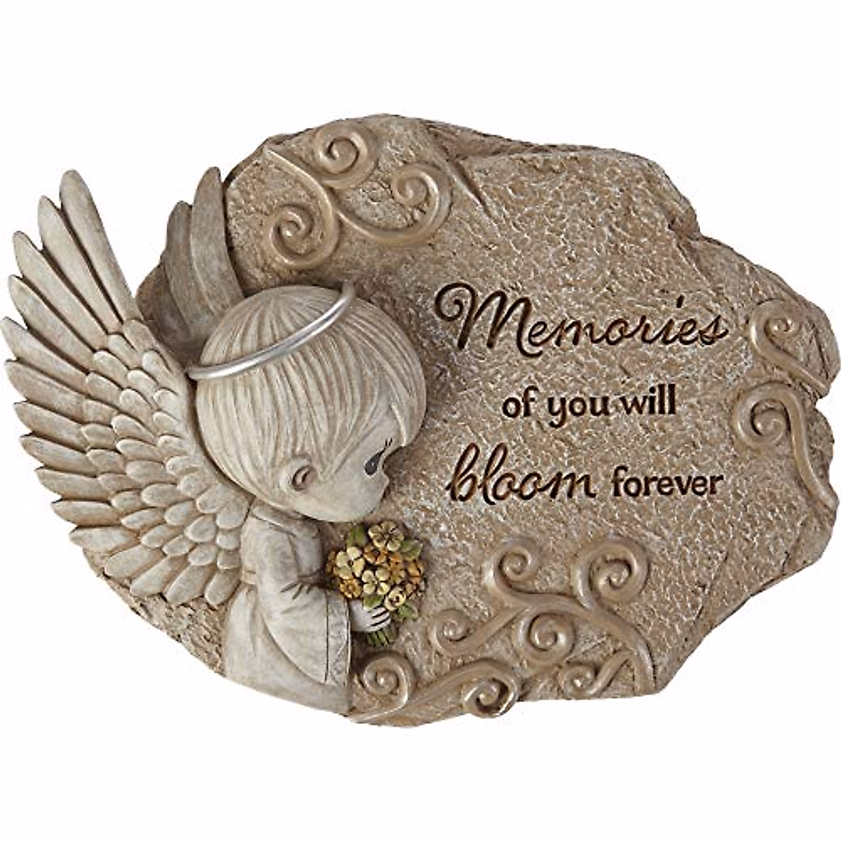 Precious Moments 203111 Memories of You Will Bloom Forever Resin Garden Stone, Multicolor