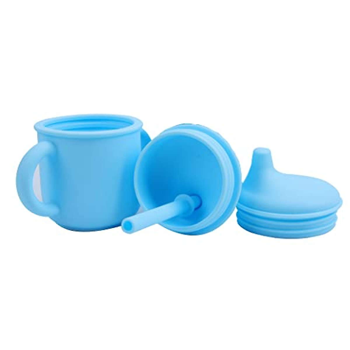 Baby cup with two lids, straw and sippy cup, Silicone baby cup-sippy cup-baby sippy cup- training cup- un breakable cup -cup with two handles- straw cup with handles