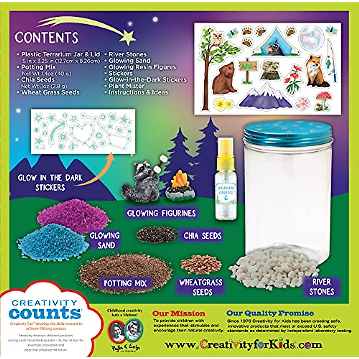 Creativity for Kids Grow 'N Glow Terrarium Kit for Kids - Educational Science Kits Ages 6-8+, Kids Gifts for Boys and Girls, Craft and STEM Projects