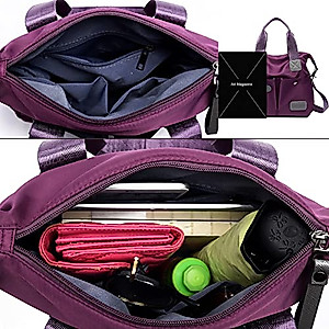 YOUNXSL Crossbody Bag for Women Waterproof Handbag Multi-Pocket Nylon Travel Shoulder Purse Purple