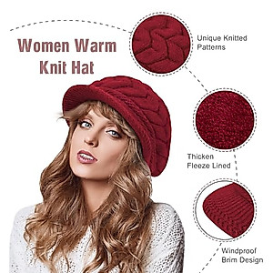 YSense 2 Pack Womens Winter Hats Warm Knit Hat Slouchy Beanie Cap with Brim Gifts