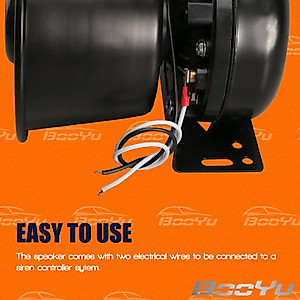 BooYu 200 Watt High-Performance PA Siren Horn Speaker [Black Steel] [8 Ohms] [125-135 dB] [IP66 Waterproof] [Compatible with 100-200 Watt Siren] for Police Car, Ambulance, Fire, Engineer Vehicles