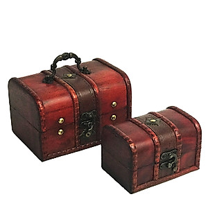 allgala Antique Wooden Jewelry Treasure Keepsake Box 2-PC Set-HD90203