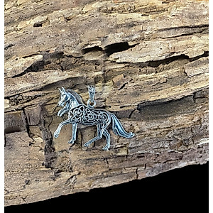 Jewelry Trends Large Celtic Knot Horse Equestrian Sterling Silver Pendant