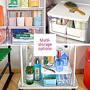 Rosanna Pansino x iDesign Recycled Plastic Open Front Kitchen Storage Bin with Lid, Clear Bin/Lavender Sprinkles Lid, 12” x 12” x 6”