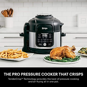 Ninja FD302 Foodi 11-in-1 Pro 6.5 qt. Pressure Cooker & Air Fryer that Steams, Slow Cooks, Sears, Sautés, Dehydrates & More, with 4.6 qt. Crisper Plate, Nesting Broil Rack & Recipe Book, Silver/Black