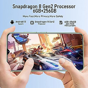 ExAchat C23 4G/5G Smartphone Unlocked, 6GB+256GB Android13 Phone Octa Core, 6.6" FHD+ Display 64 MP Camera 5800mAh Dual SIM Cell Phones GPS/Fingerprint Unlock/Face ID