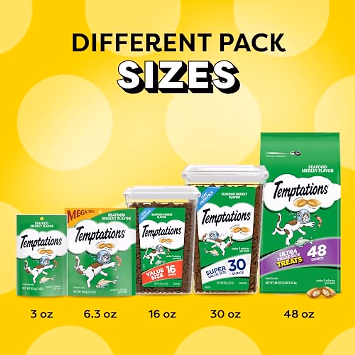 Temptations Classic Crunchy and Soft Cat Treats Seafood Medley Flavor, 48 oz. Pouch