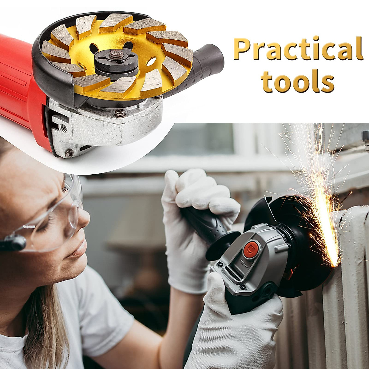 sansheng 4 Pack Concrete Grinding Wheel 4 Inch Concrete Turbo Diamond Grinding Cup Wheel 12 Segs Heavy Duty Angle Grinder Wheels for Angle Grinder