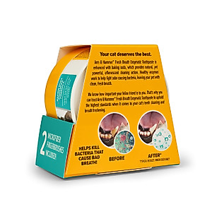 Arm & Hammer Dip & Brush Fresh Breath Enzymatic Toothpaste Kit for Cats and Kittens with 2 Microfiber Finger Bushes, 2.5 Ounces, Tuna Flavor | Cat Dental Care Kit