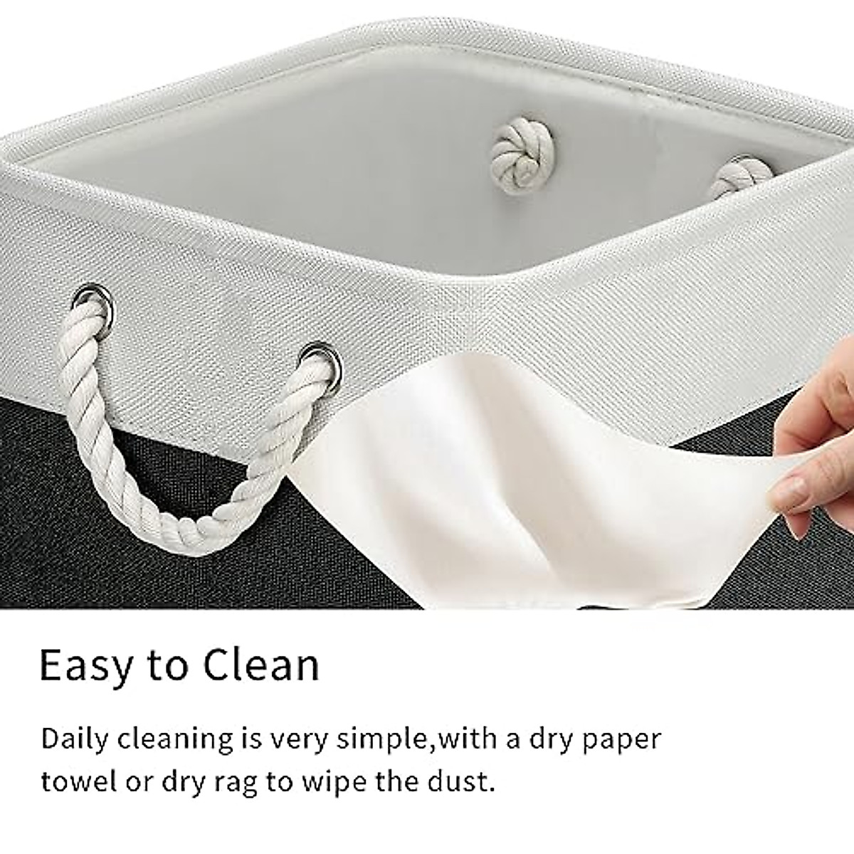 KITCSTI Storage Baskets for Organizing Fabric Organizer Bins Cubes 13"x13"x13" Foldable Cloth Storage Bins with Handle Closet Baskets for Towels Toys Books (White&Black, Pack of 3)