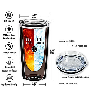 SANDJEST Dad Tumbler Gifts for Dad from Daughter, Son - Dad Nutrition Facts 20oz Stainless Steel Insulated Coffee Travel Mug Christmas, Birthday, Father's Day Gift