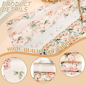 Ganeen 100 Pcs Cotton Fabric Patchwork Quilting Strips 2.56 Inch Precut Patchwork Roll Japanese Style Cotton Fabric Quilting Fabric Strips Craft for DIY Craft Sewing (Rose)