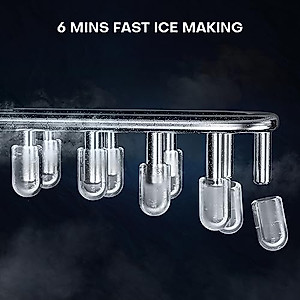 Upstreman Y90 Countertop Ice Maker, Self-Cleaning Ice Cube Maker Machine, Max 26Lbs/Day, 9 Ice Cubes Ready in 6 Mins, Portable Bullet Ice Maker for Home, Kitchen, Office, Party