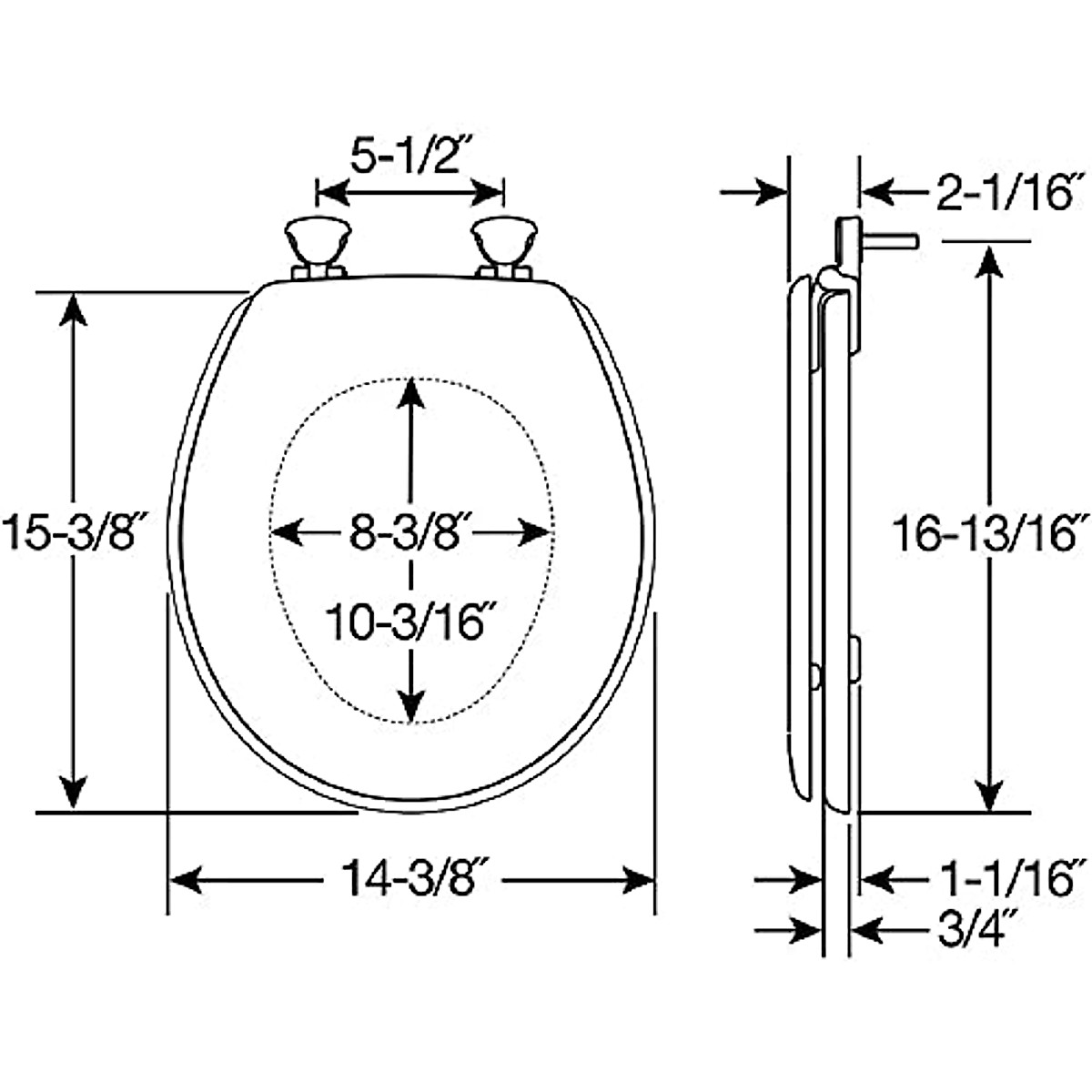 Mayfair 000 Westport 844EC Toilet Seat, 1 Pack Round, White