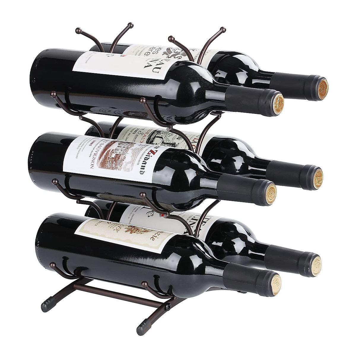 SCDGRW Wine Racks Countertop, 9 Bottles Wine Holder for Wine Storage, Small Wine Rack, Modern Black Metal Wine Holder Stands, Wine Storage for Pantry, Bar, Cabinet, No Assembly Required