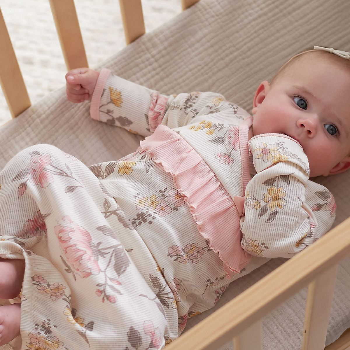 Just Born Unisex Baby 1-Pack Side Opening Gown, Vintage Floral, 0-6 Months