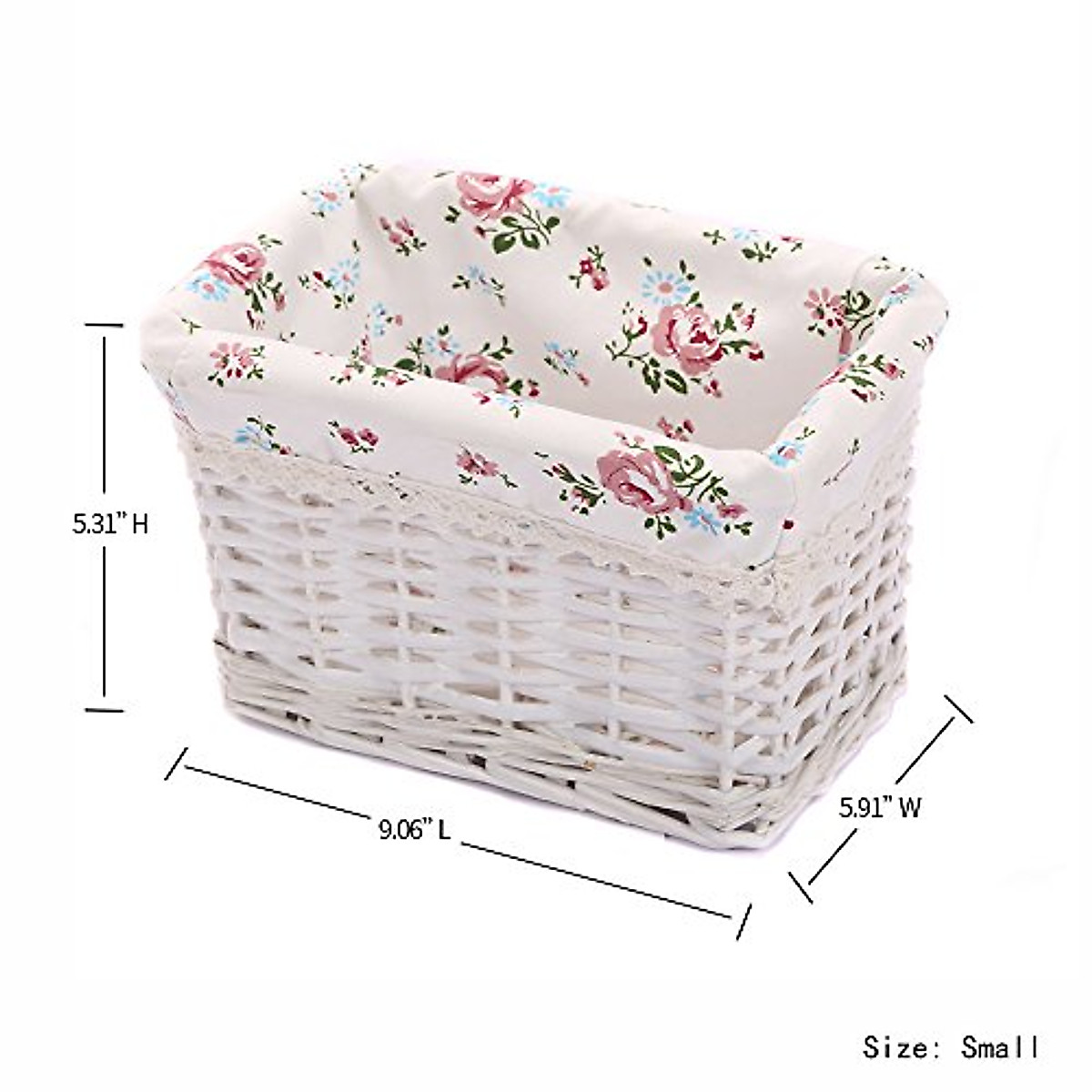 KINGWILLOW Woven Rectangular Wicker Storage Basket,Small Organizer Box