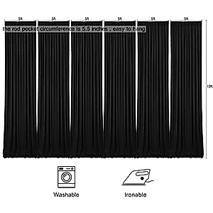 6 Panels Black Backdrop Curtain for Parties Wrinkle Free Black Photo Curtains Backdrop Drapes Fabric Decoration for Birthday Party Wedding 30ft(W) x 10ft(H)