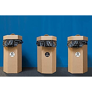 Recycle and Trash Can Sticker - 4"x4" Black & White Round Label 4 Pack Set - Organize Kitchen & Office Disposal Bins (Pixelverse Design)