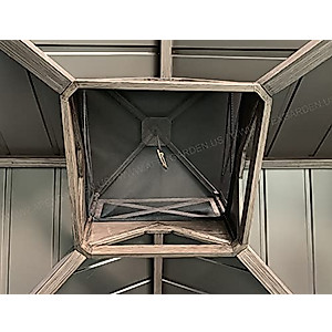 Gazebo Mosquito Netting with Slider Rail for Allen + roth Model #GF-18S112B Wood Looking Hand Paint Metal Square Semi- Gazebo (Screen Net ONLY) (Screen Net with Metal Slider Rail, Black-1)