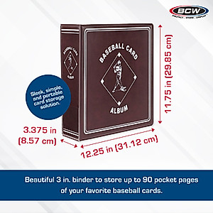 BCW Supplies Baseball 3" Album - Burgundy | Premium Durable Binder for 90 Baseball Cards Heavy-Duty D-Ring, Lasting Durability, and Classic Display | Ideal for Collectors, Storage, and Card Protection